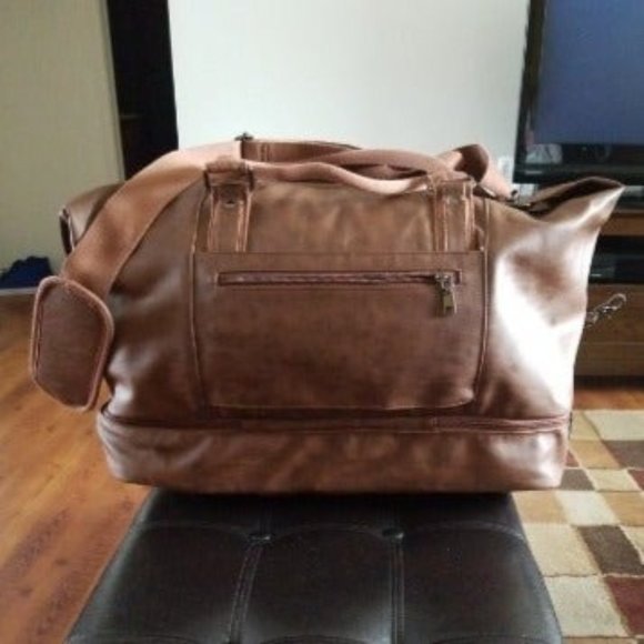 No brand / Not sure | Bags | Overnight Travel Duffel Bag Canvas Leather Oversized Weekender Bag ...